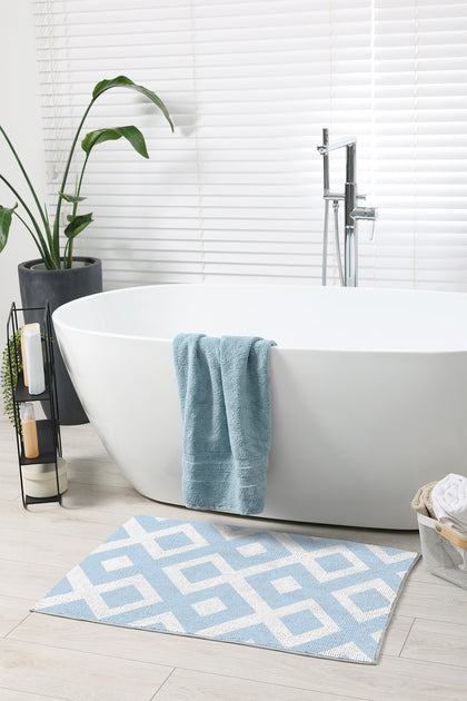Skandi Aqua Badematte | Blau-Weiß & harmonisch | Teppana